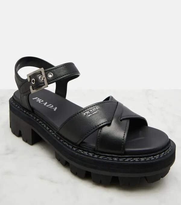 Prada Leather Buckled Sandals