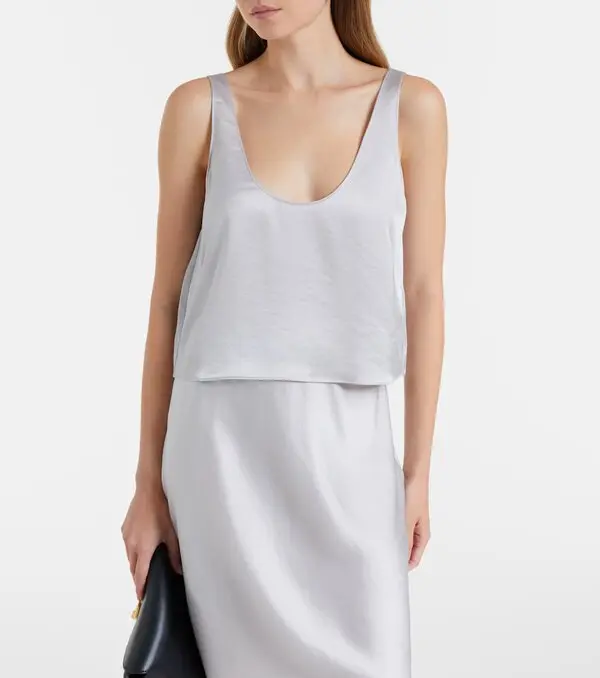LESET Barb Satin Tank Top - Grey