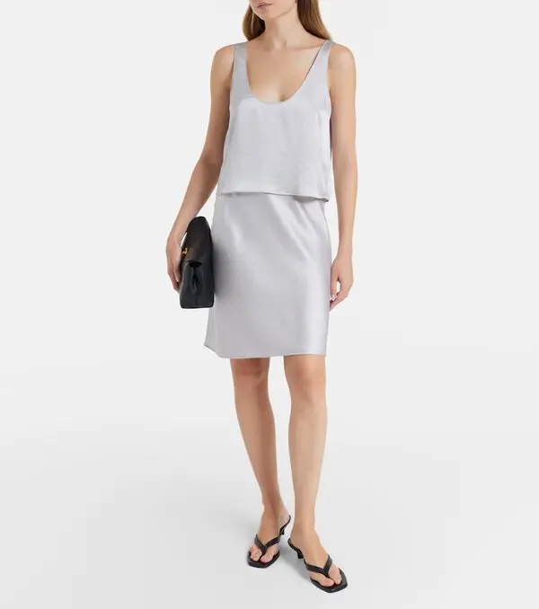LESET Barb Satin Tank Top - Grey