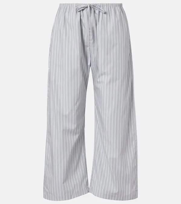 LESET Yoshi Striped Cotton-blend Wide-leg Pants - Grey