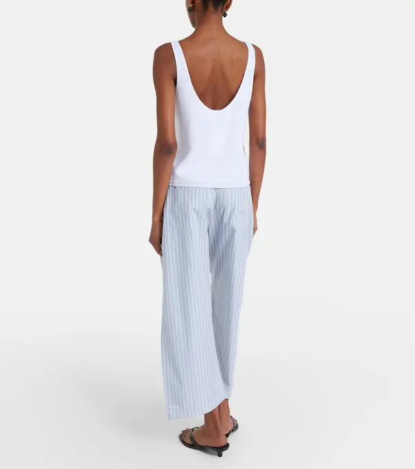 LESET Yoshi Striped Cotton-blend Wide-leg Pants