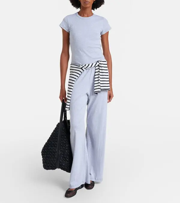 LESET Nando Cotton Jersey Wide Leg Sweatpants - Grey