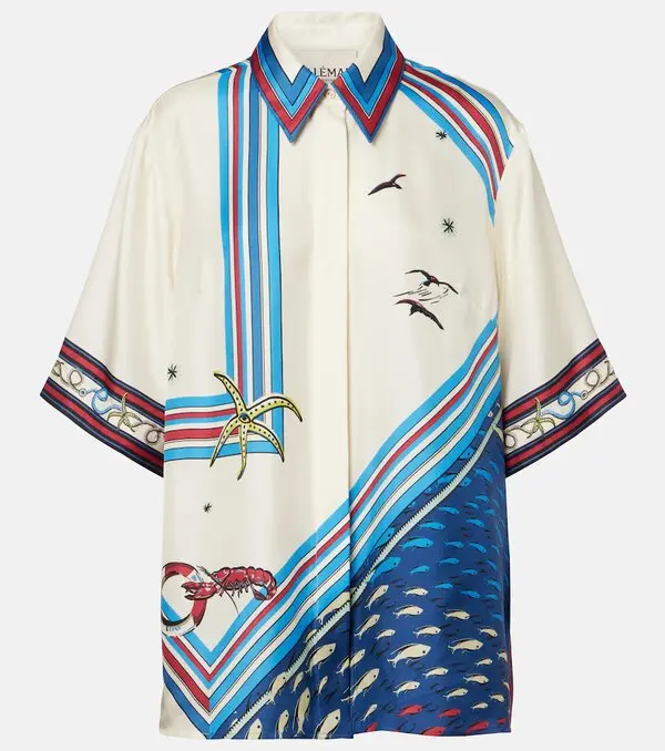ALEMAIS Printed Silk Satin Shirt - Multicoloured