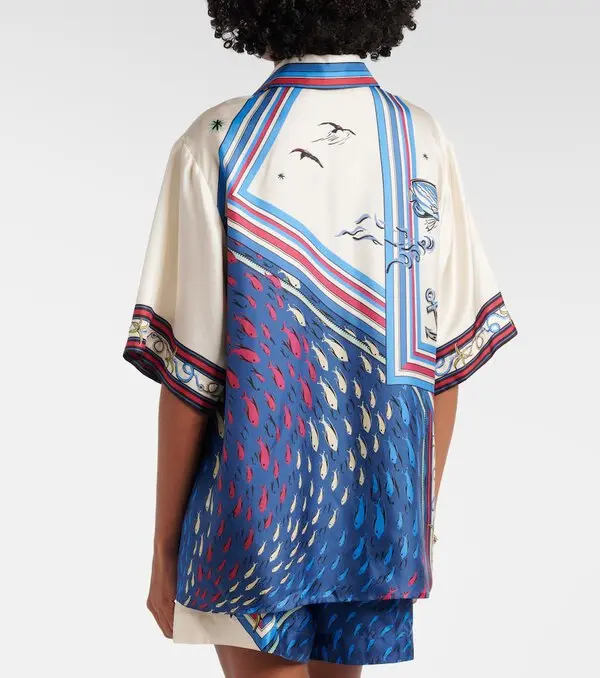 ALEMAIS Printed Silk Satin Shirt - Multicoloured