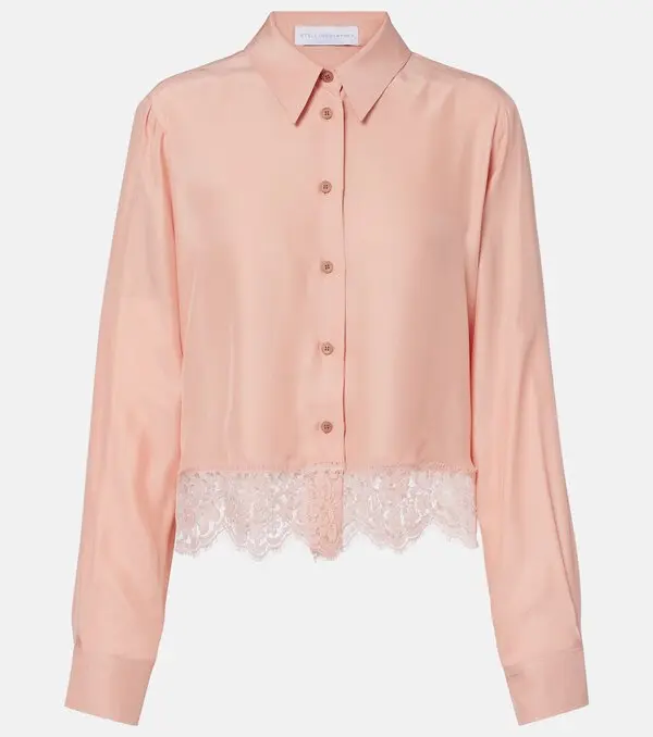 Stella McCartney Lace Trimmed Silk Shirt - Pink