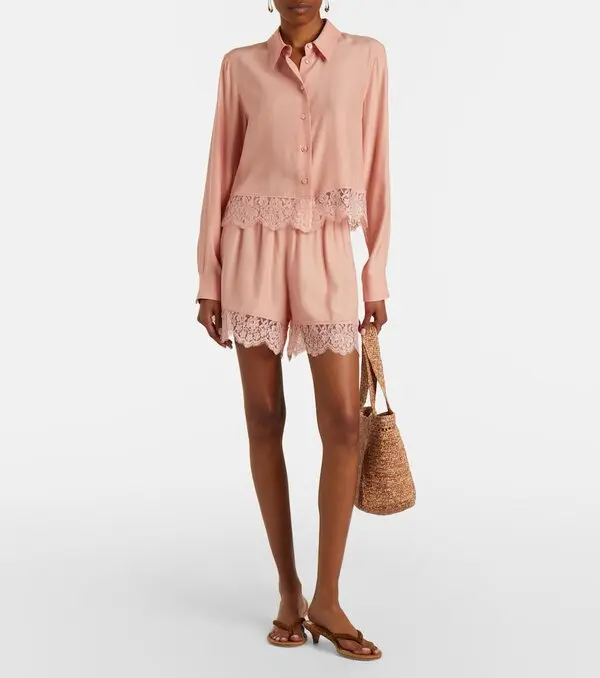 Stella McCartney Lace Trimmed Silk Shirt