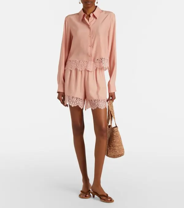 Stella McCartney Lace-trimmed Silk Shorts