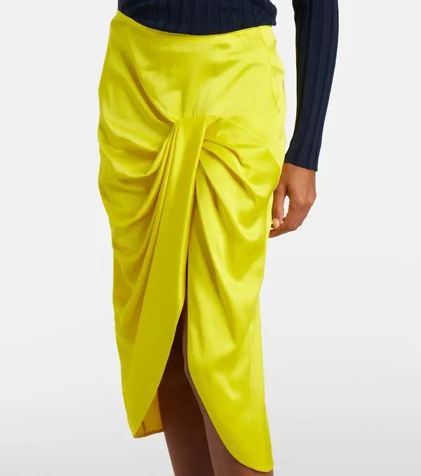 Stella McCartney Draped Satin Pencil Skirt - Yellow