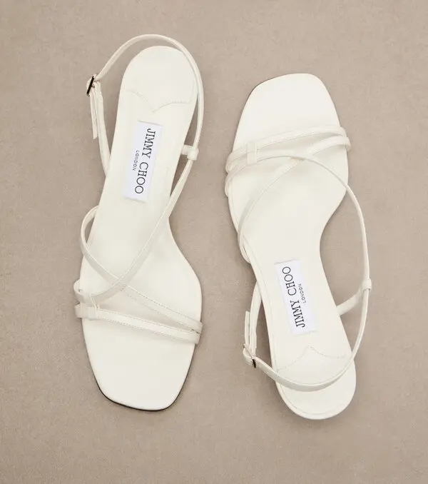 JIMMY CHOO Farris Leather Slingback Sandals - White