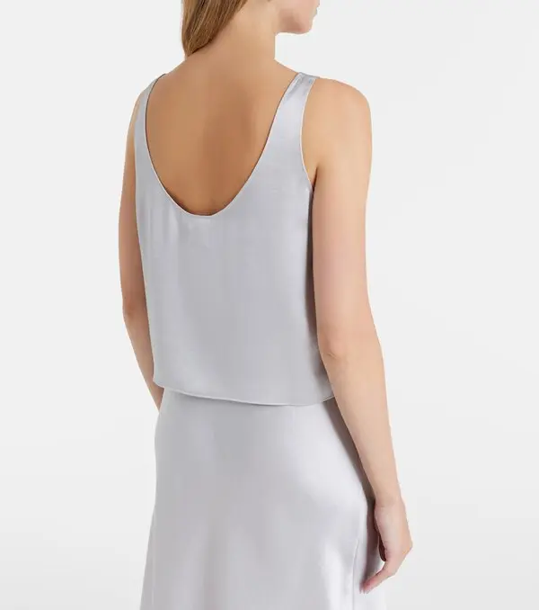 LESET Barb Satin Tank Top - Grey