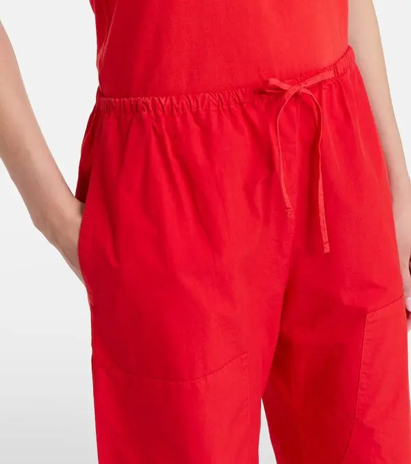 LESET Kyoto Cropped Cotton Wide-leg Pants - Red