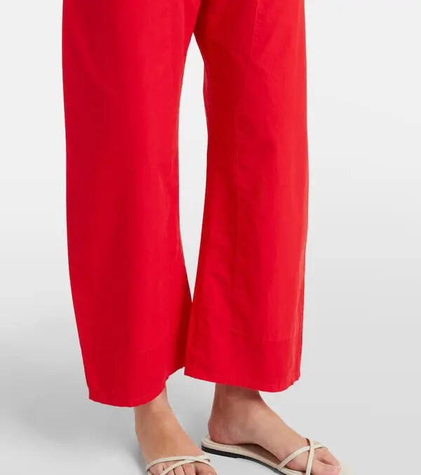 LESET Kyoto Cropped Cotton Wide-leg Pants - Red