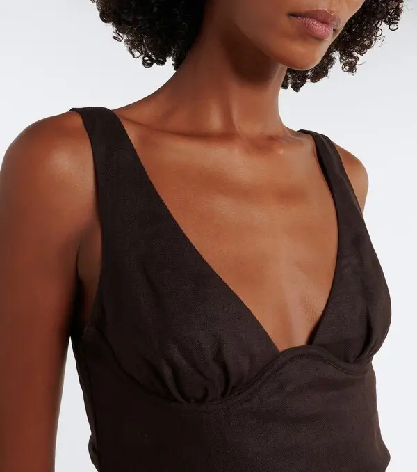 SIR. Draped Linen Midi Dress