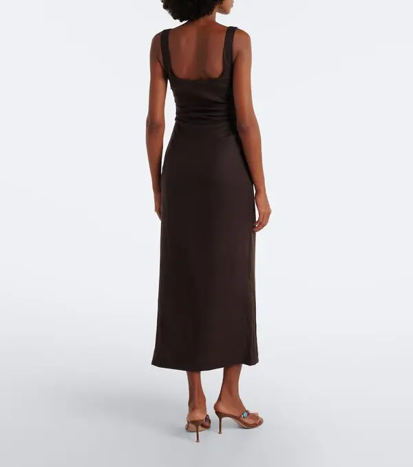 SIR. Draped Linen Midi Dress