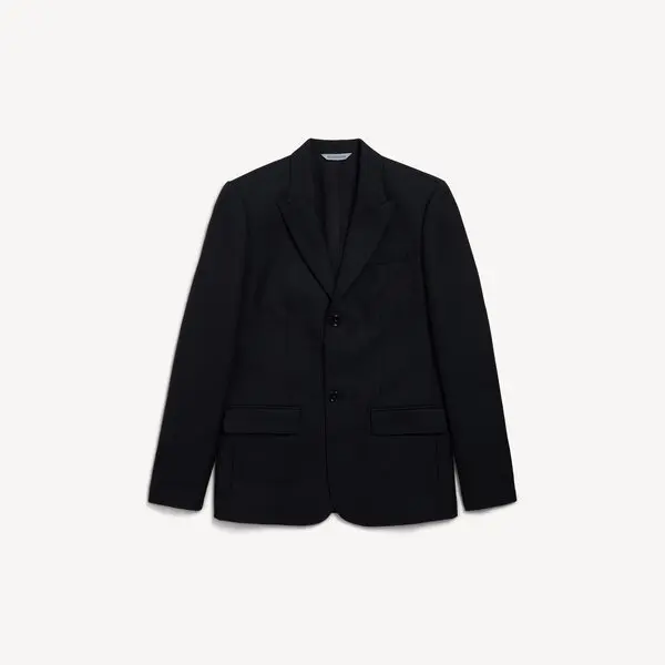 Balenciaga Single-breasted Slim Fit Jacket In Wool Gabardine - Black