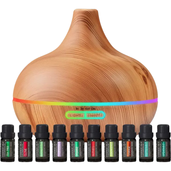 PURE DAILY CARE Ultrasonic Aromatherapy Home Diffuser With 10 Essential Oils Set - One-color