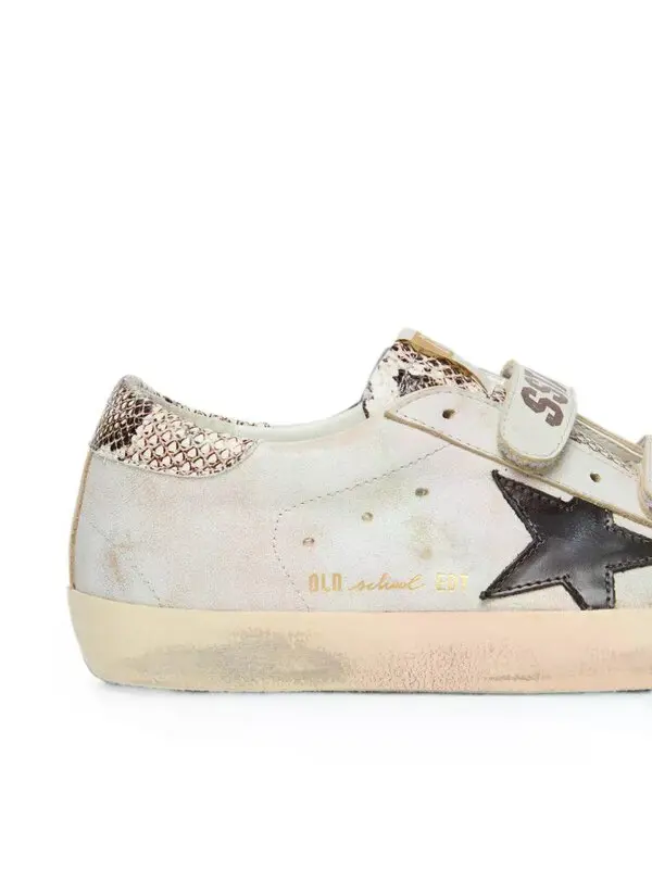 GOLDEN GOOSE Old School Leather Sneakers With Snake-print Accents