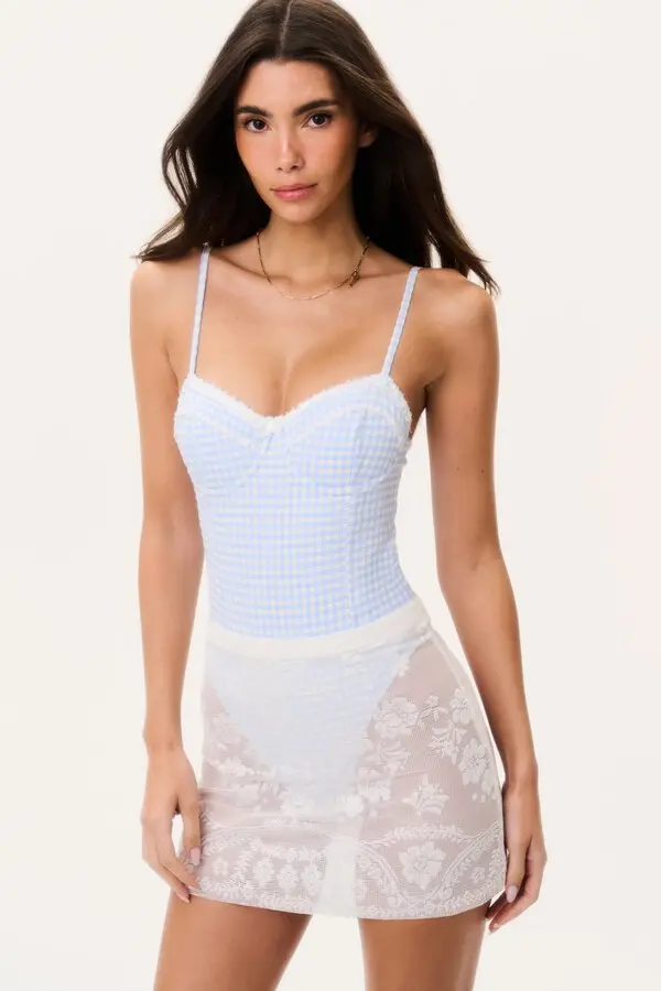 LoveShackFancy Cirelle Lace Cover-up Mini Skirt - White