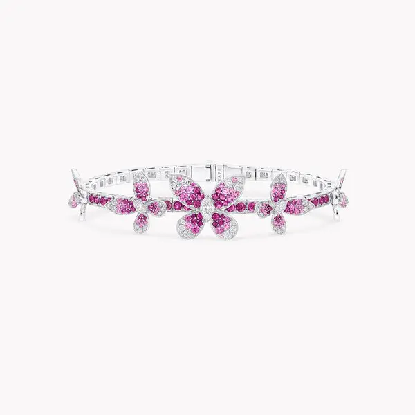 Graff Butterfly Collection Ruby, Pink Sapphire, And Diamond Bracelet - White Gold