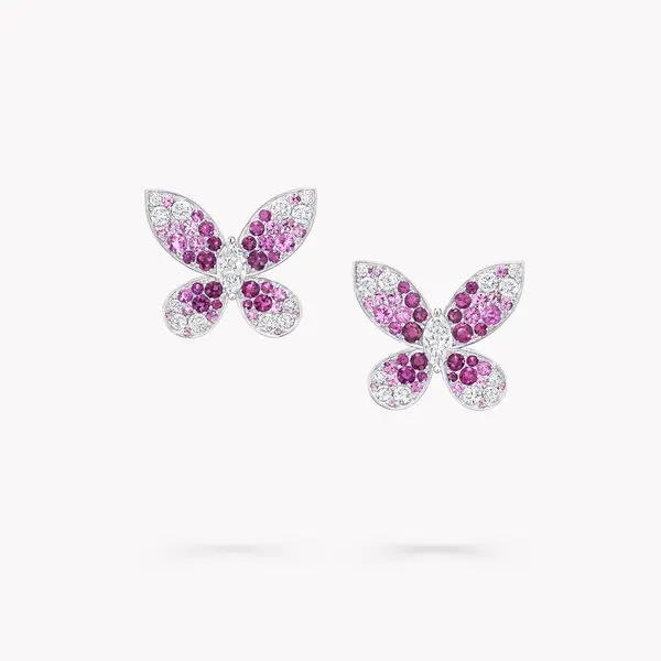 Graff Butterfly Ruby, Pink Sapphire, And Diamond Earrings - White Gold