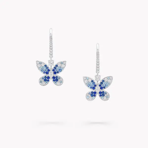 Graff Butterfly Sapphire, Tourmaline, And Diamond Drop Earrings - White Gold
