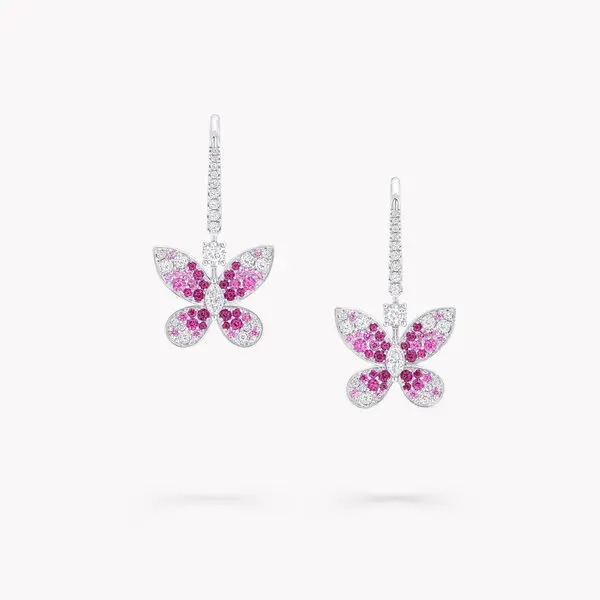 Graff Butterfly Ruby, Pink Sapphire And Diamond Drop Earrings - White Gold
