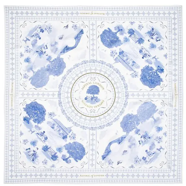 ASPINAL OF LONDON Toile De Jouy Silk Scarf In Sky - Blue