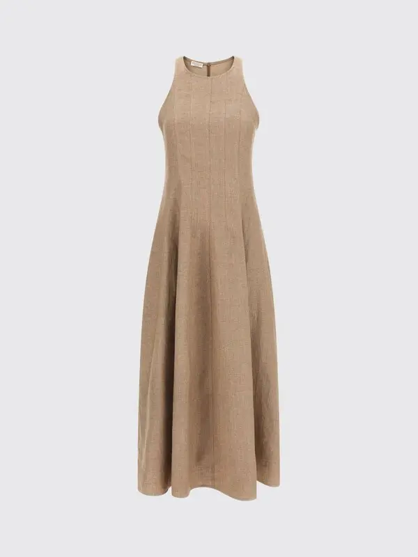Brunello Cucinelli Linen Blend Midi Dress