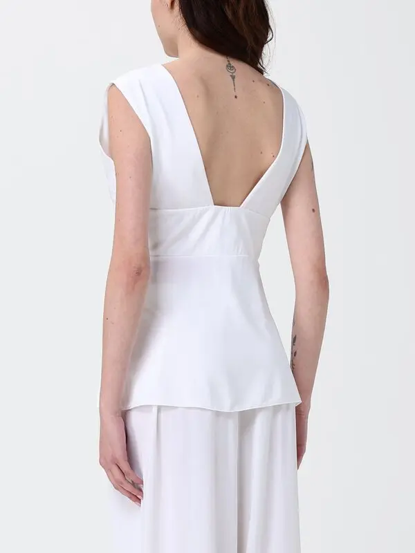 Max Mara Oblare V-neck Sleeveless Stretch Viscose Top - White