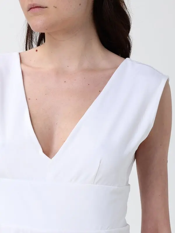 Max Mara Oblare V-neck Sleeveless Stretch Viscose Top - White