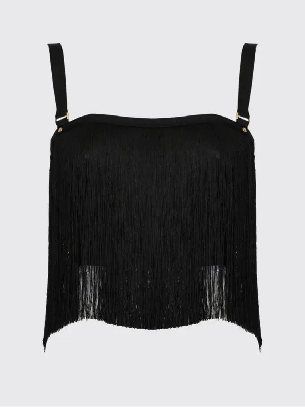 Elisabetta Franchi Fringed Tulle Crop Top