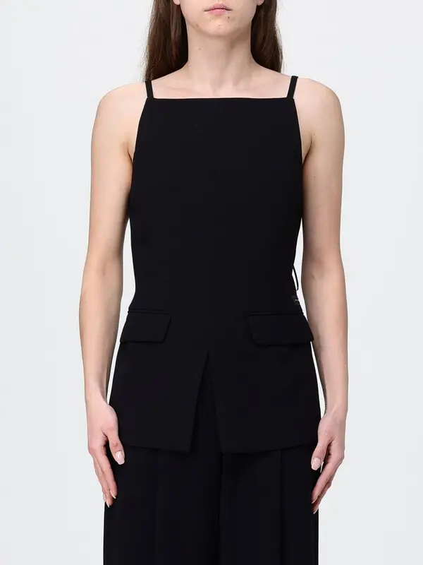 Armani Exchange Draped Top With Open Back - Black