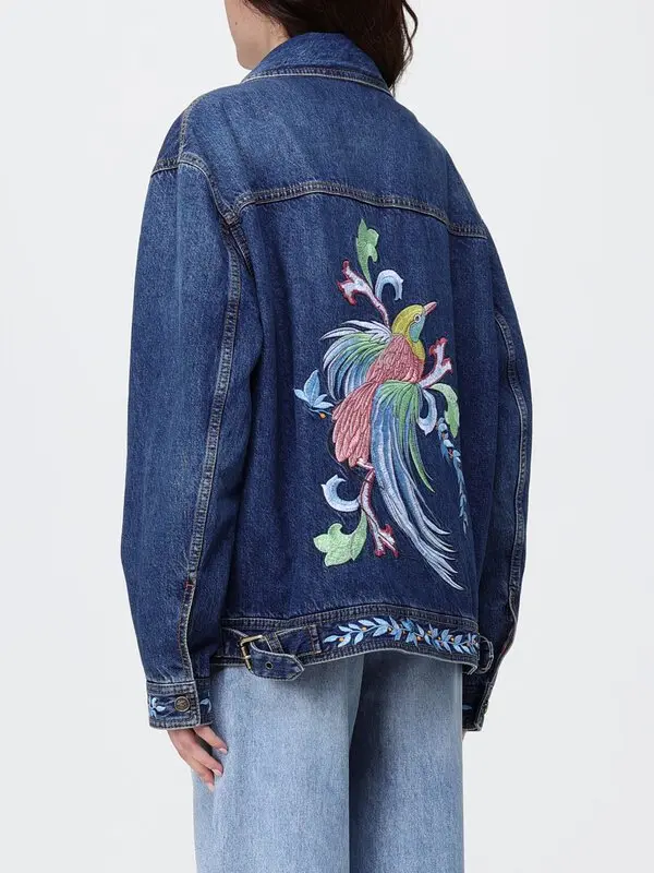 Etro Cropped Embroidered Cotton Denim Jacket