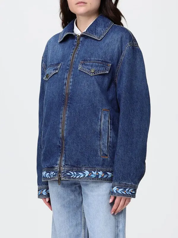 Etro Cropped Embroidered Cotton Denim Jacket