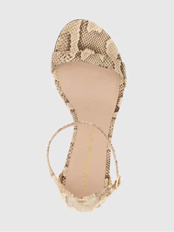 STUART WEITZMAN Python Print Leather Heeled Sandals - Pink
