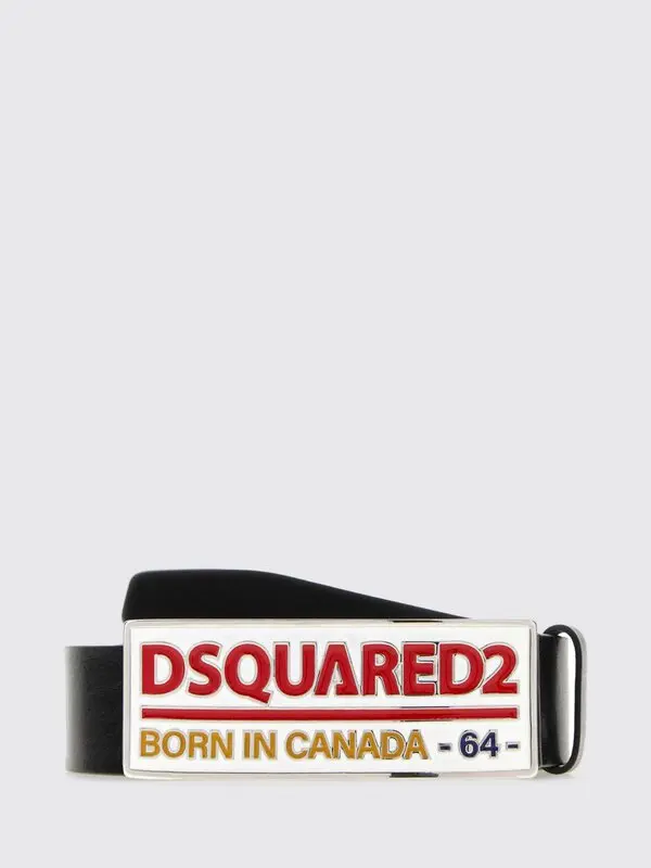 Dsquared2 Leather Belt With Logo Buckle - Black