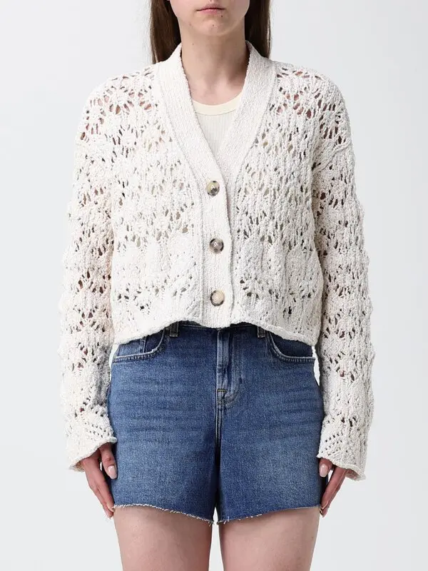 Alanui Crocheted Cotton Blend Cardigan - Cream