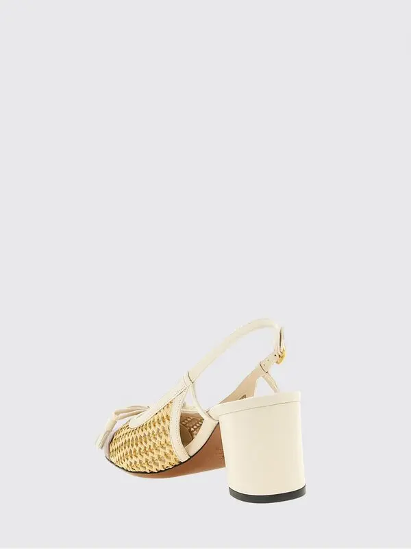 Valentino Garavani Raffia And Leather Slingback Pumps