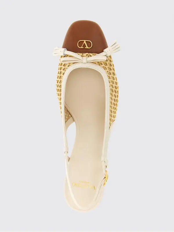 Valentino Garavani Raffia And Leather Slingback Pumps