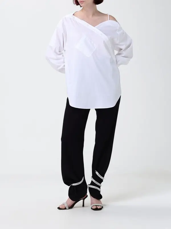 Coperni Virgin Wool Blend Trousers With Glitter Ribbon Detail
