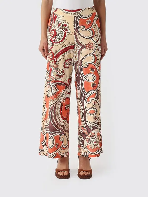 Malìparmi Printed Jersey Wide Leg Palazzo Trousers - Salmon