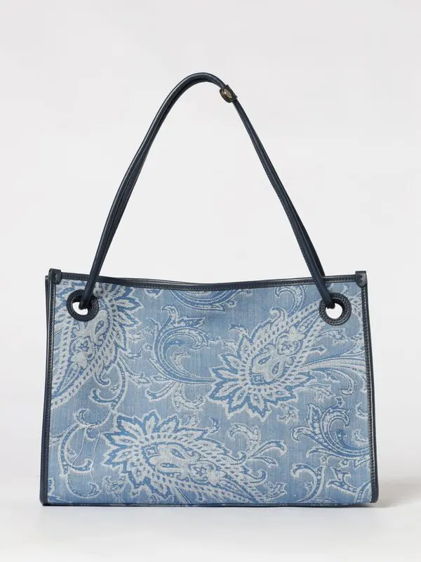 Etro Eyes Cotton Denim Bag With Paisley Jacquard - Gnawed Blue