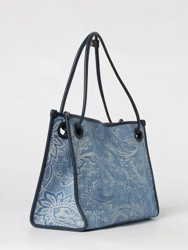 Etro Eyes Cotton Denim Bag With Paisley Jacquard - Gnawed Blue
