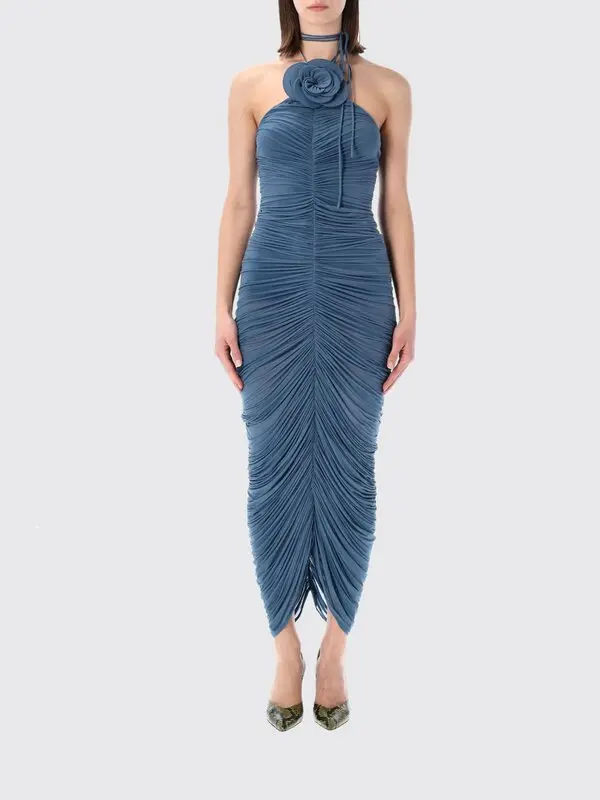Magda Butrym Gathered Halterneck Maxi Dress With Floral Detail