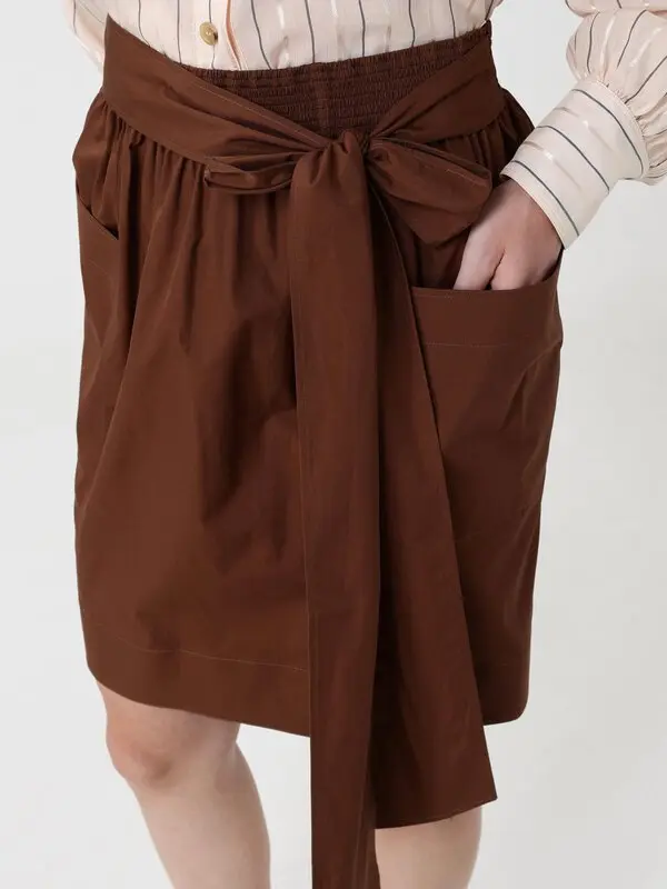 Chloé High-waisted Asymmetrical Cotton Mini Skirt With Tie Belt