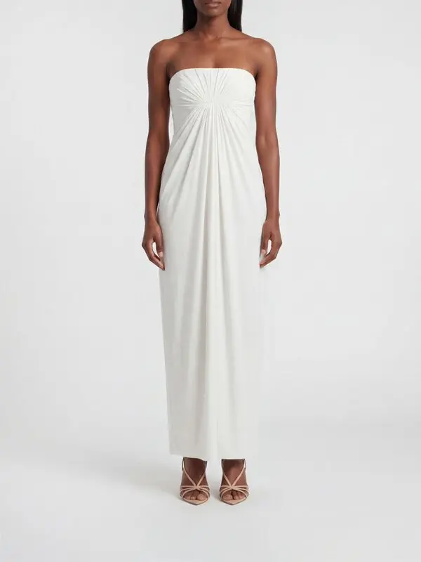 Alberta Ferretti Strapless Draped Maxi Dress - Grey