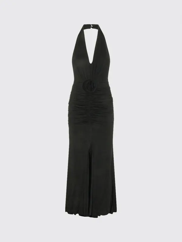 Blumarine Jersey Halterneck Maxi Dress With Flower Appliqu