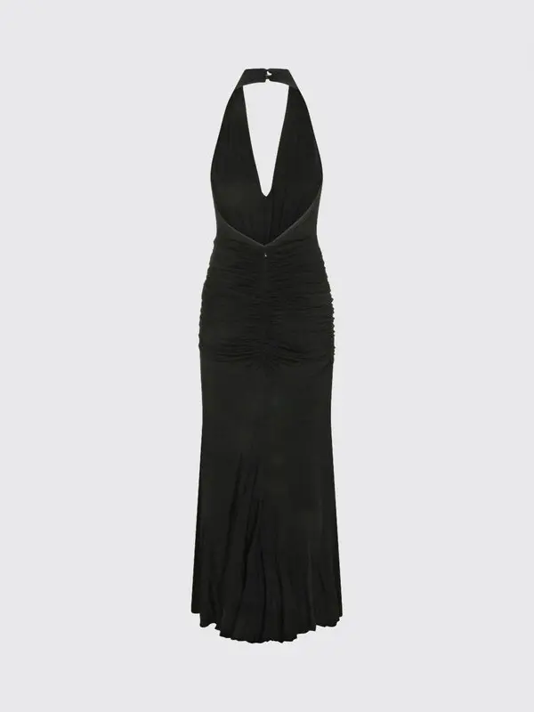 Blumarine Jersey Halterneck Maxi Dress With Flower Appliqu