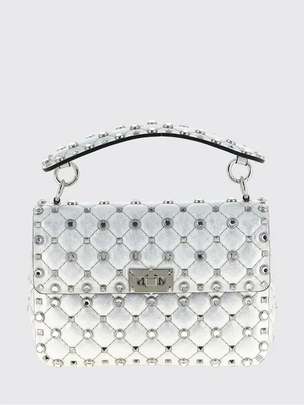 Valentino Garavani Quilted Studded Handbag - Silver