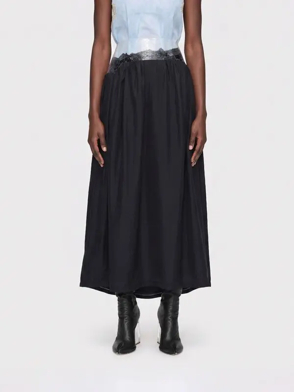 MAISON MARGIELA Cupro Midi Skirt With Lace Details - Black